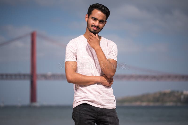 Male Model Posing in Font of River Stock Photo - Image of adult, travel ...
