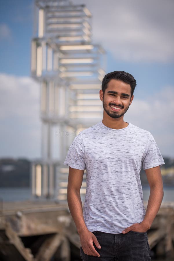 Male Model Posing in Font of River Stock Photo - Image of happy, river ...
