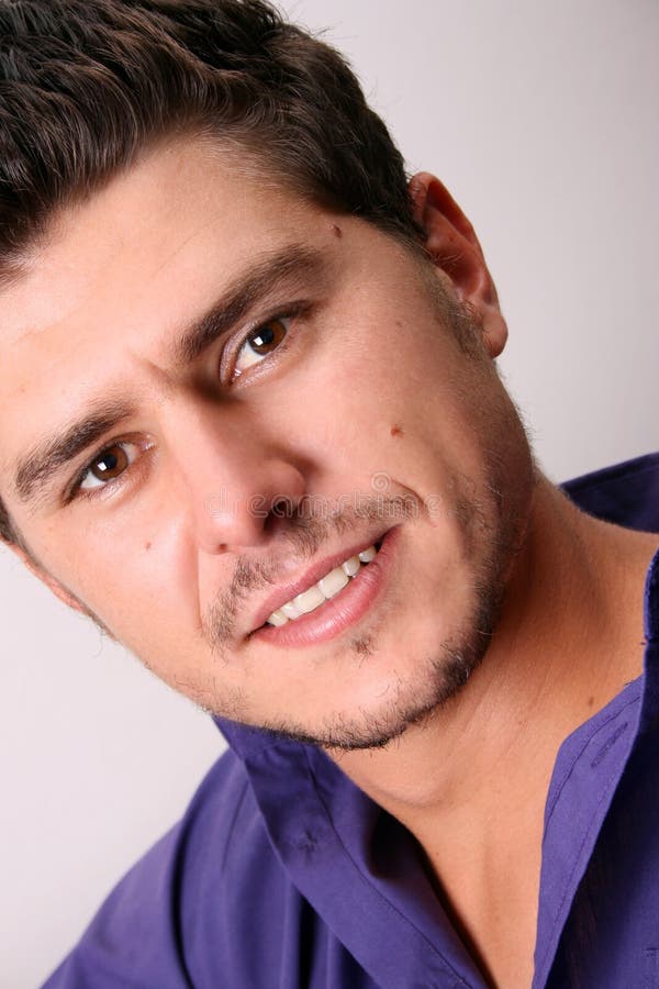 Male Model in Purple stock photo. Image of hair, close - 4013406