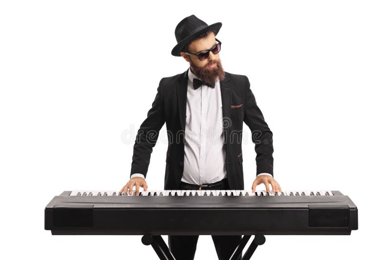 Male Musician Playing Keyboard Stock Image - Image of caucasian, black ...