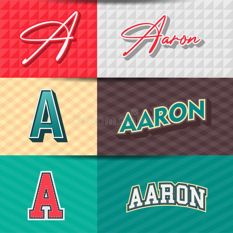 ,Male Name,AARON in Various Retro Graphic Design Elements, Set of ...