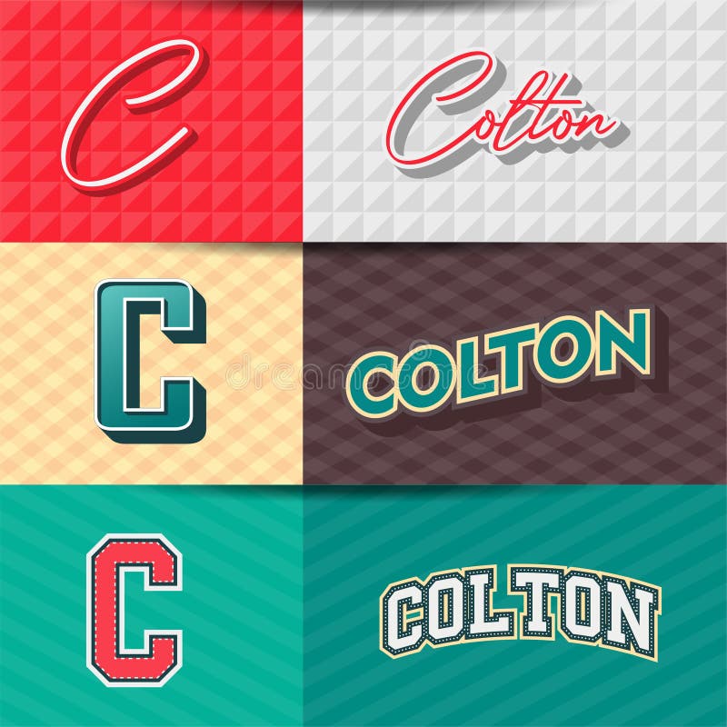 ,Male Name,COLTON in Various Retro Graphic Design Elements, Set of ...