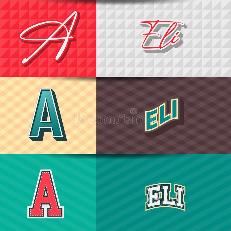 ,Male Name,ELI in Various Retro Graphic Design Elements, Set of Vector ...