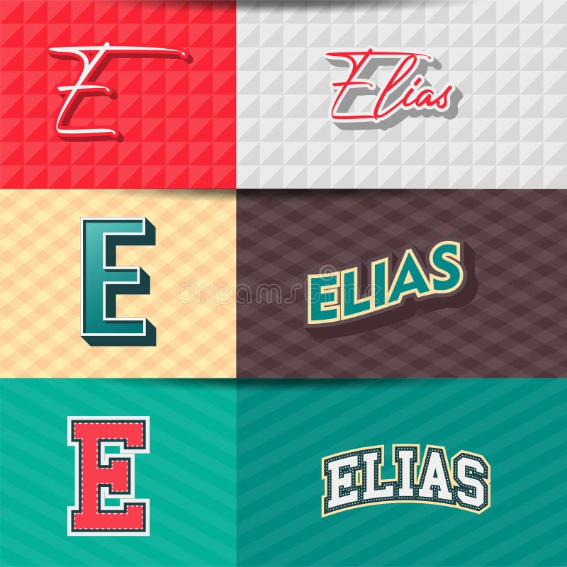 ,Male Name,ELIAS in Various Retro Graphic Design Elements, Set of ...