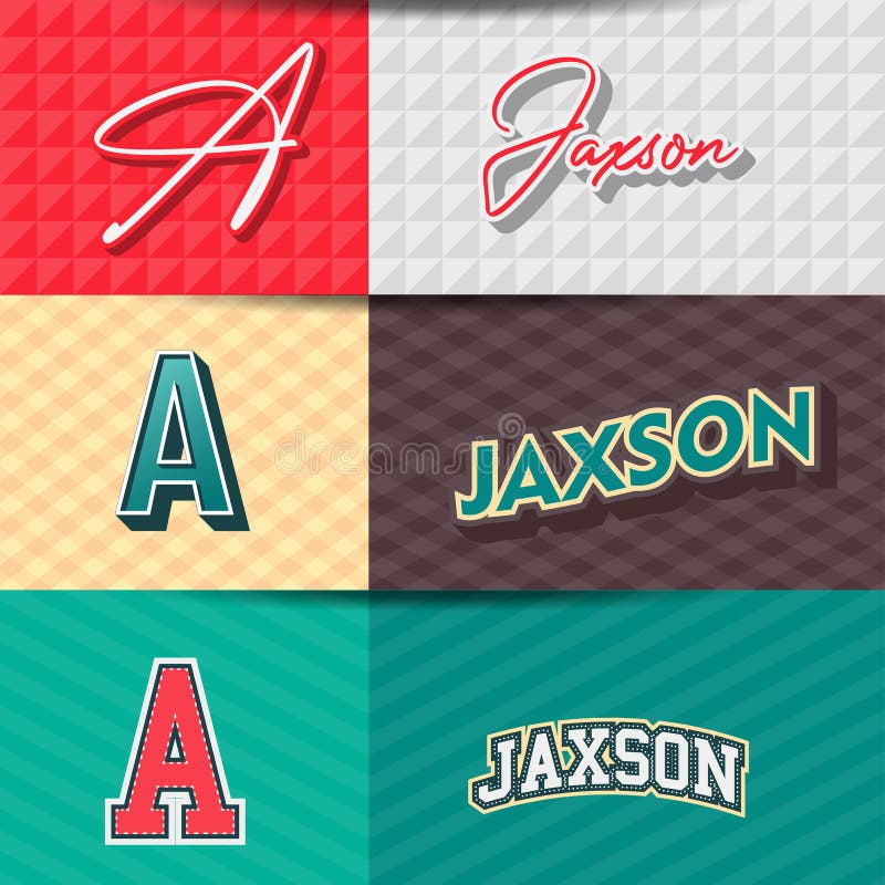 ,Male Name,JAXSON in Various Retro Graphic Design Elements, Set of ...