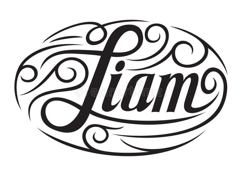 Liam. Black Isolated Script. Vector. Stock Vector - Illustration of ...
