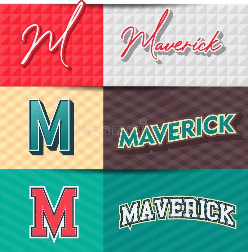 ,Male Name,MAVERICK in Various Retro Graphic Design Elements, Set of ...