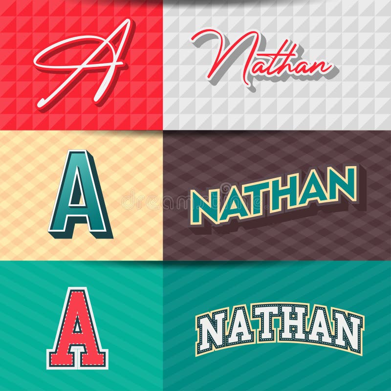 ,Male Name,NATHAN in Various Retro Graphic Design Elements, Set of ...