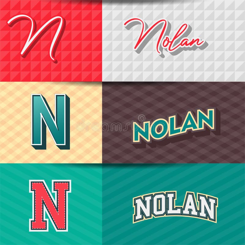,Male Name,NOLAN in Various Retro Graphic Design Elements, Set of ...