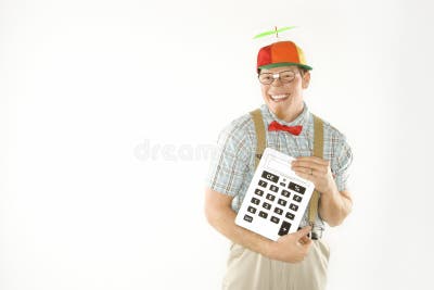 Male Nerd Holding Calculator. Stock Image - Image of math, bookworm ...