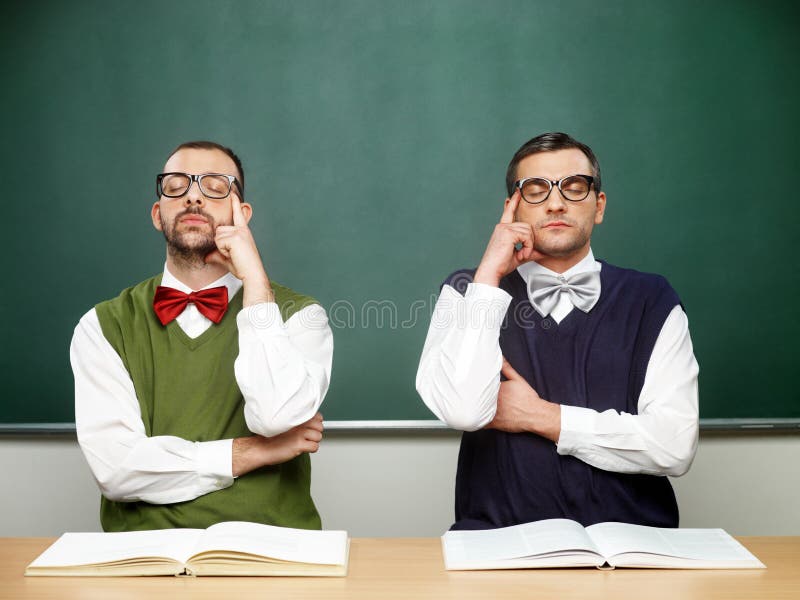 Male Nerds Celebrating Success Stock Photo - Image of book, portrait ...