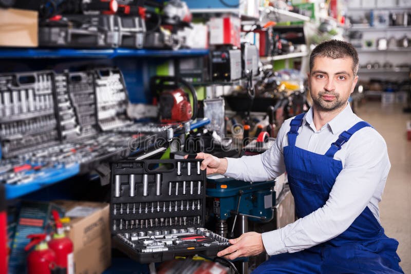 Male is with New Box for Tools Stock Image - Image of product, modern ...