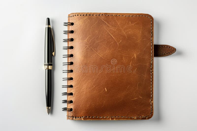 Male Notebook with a Pen, Mockup with Copy Space, Stock Photo - Image ...