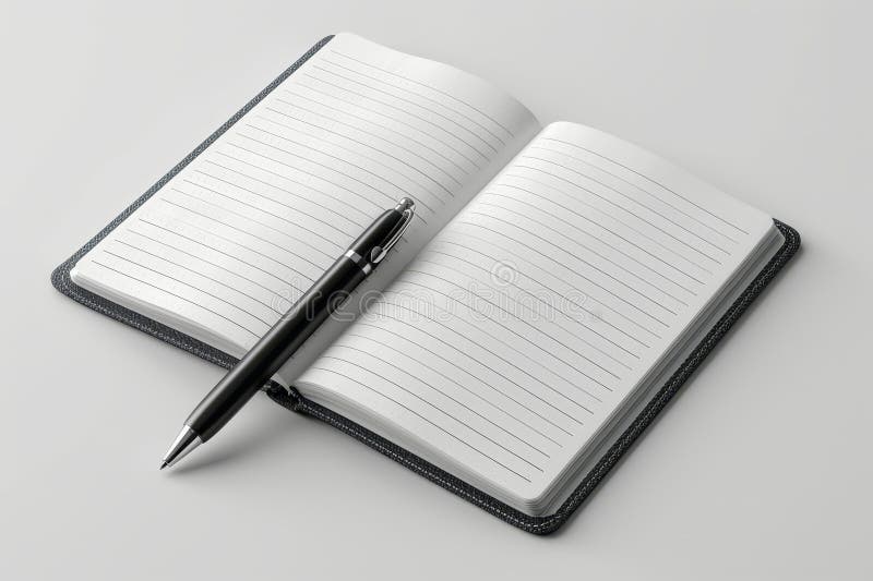 Male Notebook with a Pen, Mockup with Copy Space, Stock Image - Image ...