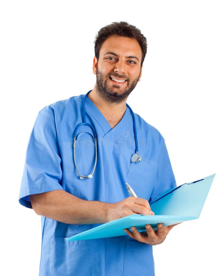 Male nurse with clyster stock photo. Image of isolated - 35192460