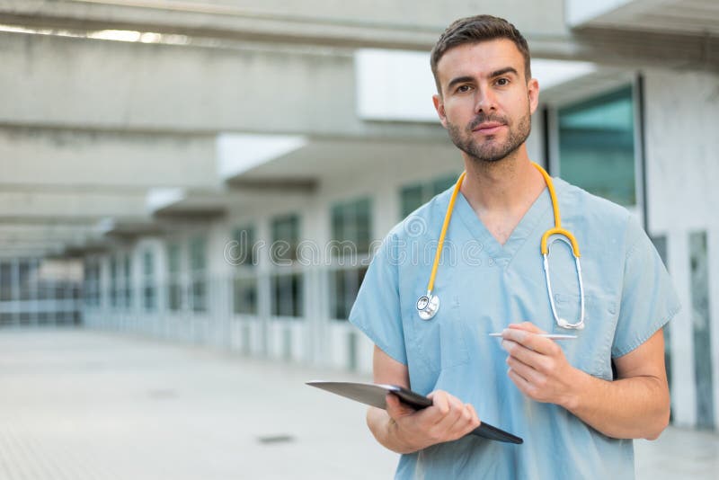 Male Nurse with Stethoscope Stock Photo - Image of adult, medic: 89161020