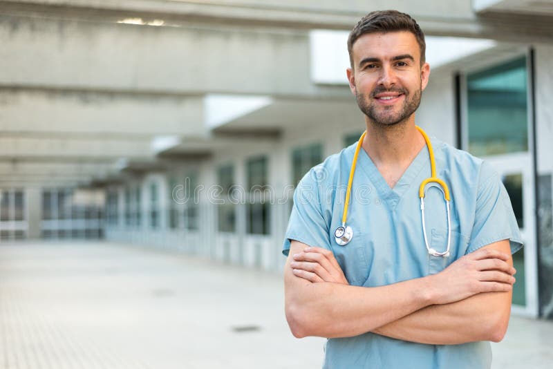Male Nurse with Stethoscope Stock Image - Image of health, medical ...