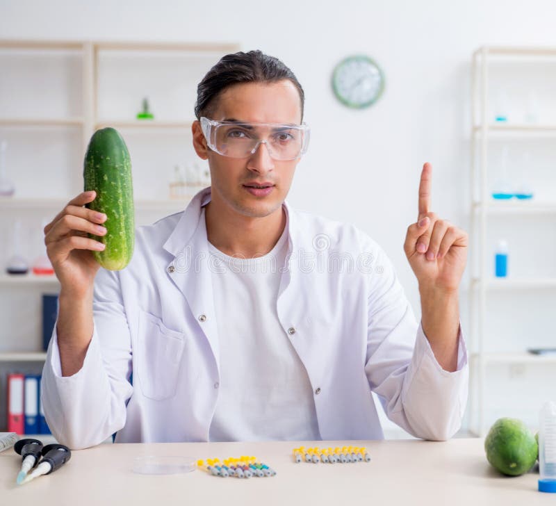 Male Nutrition Expert Testing Vegetables in Lab Stock Image - Image of ...
