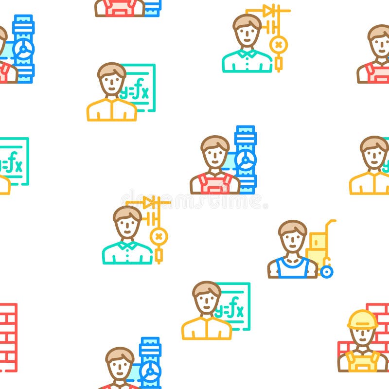 Male Occupation Job Vector Seamless Pattern Stock Illustration ...