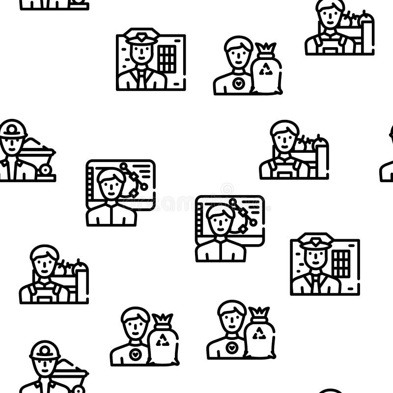 Male Occupation Job Vector Seamless Pattern Stock Vector - Illustration ...