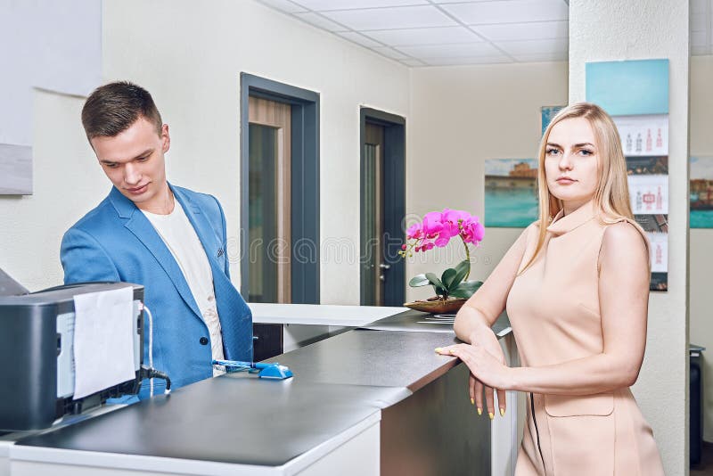 Male Office Manager at the Reception. Stock Image - Image of ...