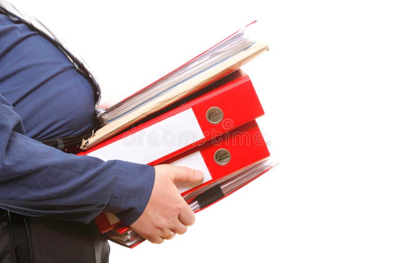 Male Office Worker Carrying a Stack of Files Stock Photo - Image of ...