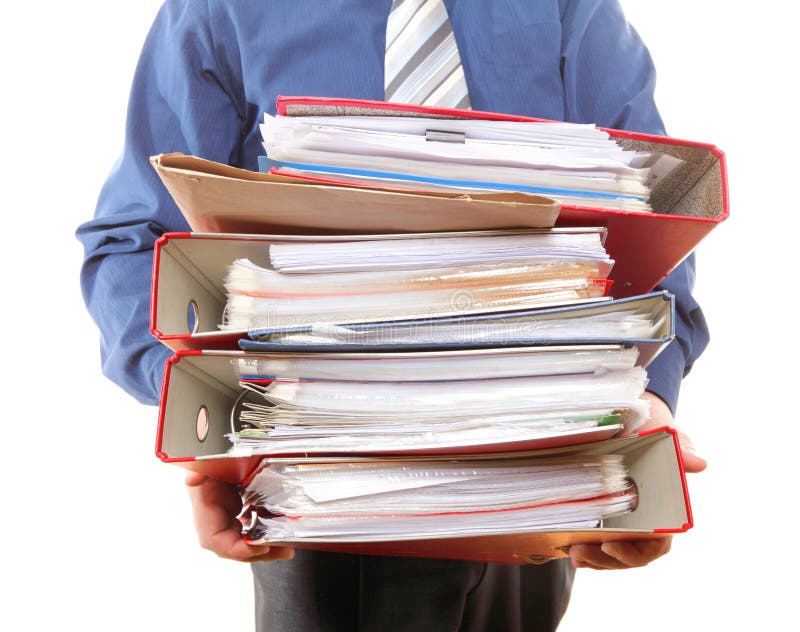 Male Office Worker Carrying A Stack Of Files Stock Photo - Image of ...