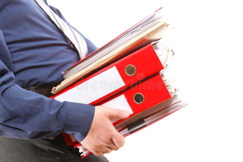 Male Office Worker Carrying a Stack of Files Stock Photo - Image of ...