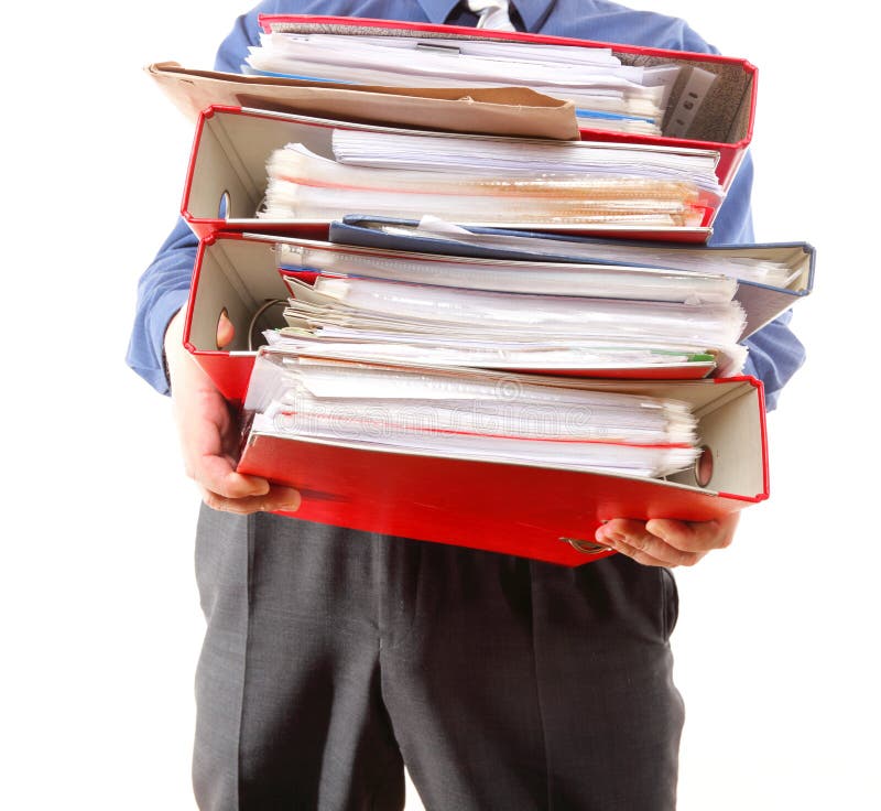 Male Office Worker Carrying a Stack of Files Stock Photo - Image of ...