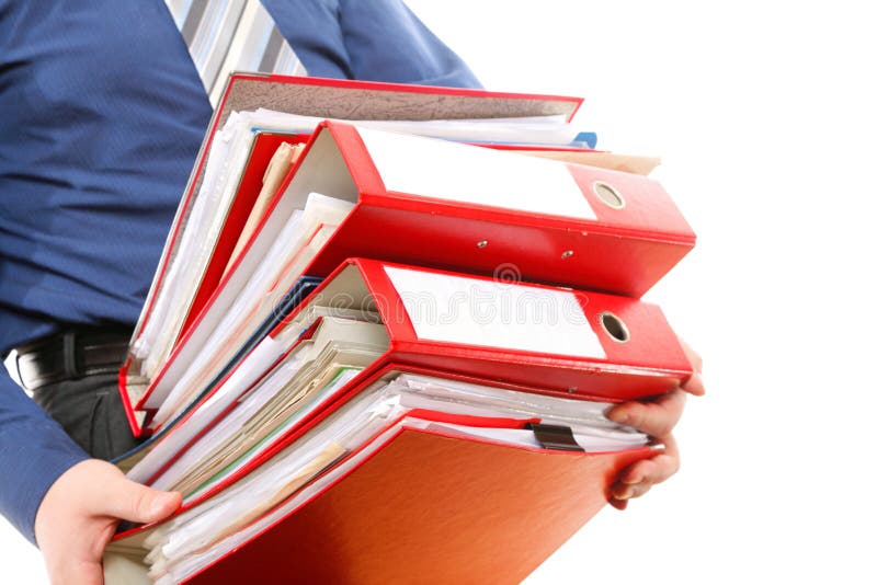 Male Office Worker Carrying a Stack of Files Stock Photo - Image of ...