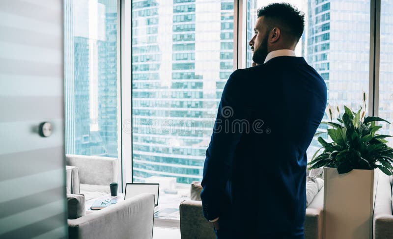 Male Office Worker in Formal Wear at Stylish Office Stock Image - Image ...