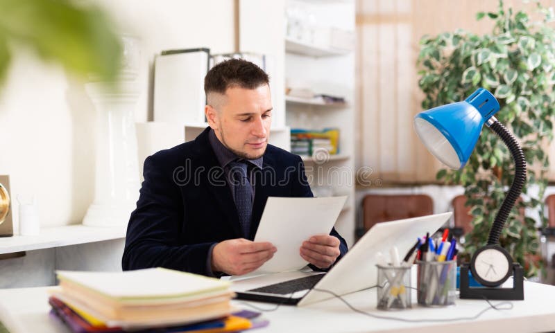 Man Office Worker Doing His Paperwork Stock Image - Image of 3035 ...