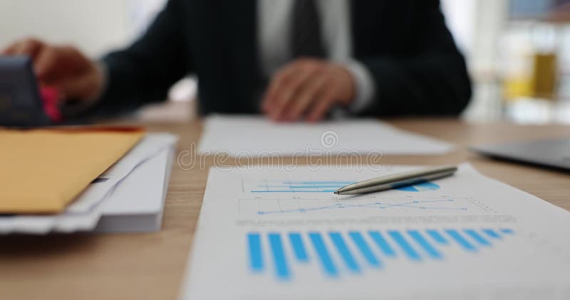 Office Worker Stamps on Documents Sitting at Workplace Stock Footage ...