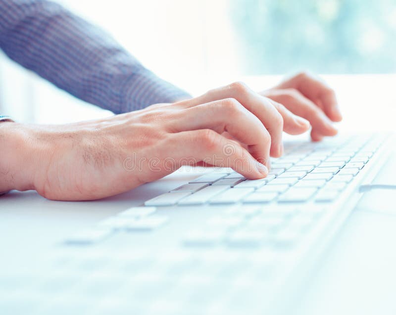 Male Office Worker Typing on the Keyboard Stock Photo - Image of busy ...