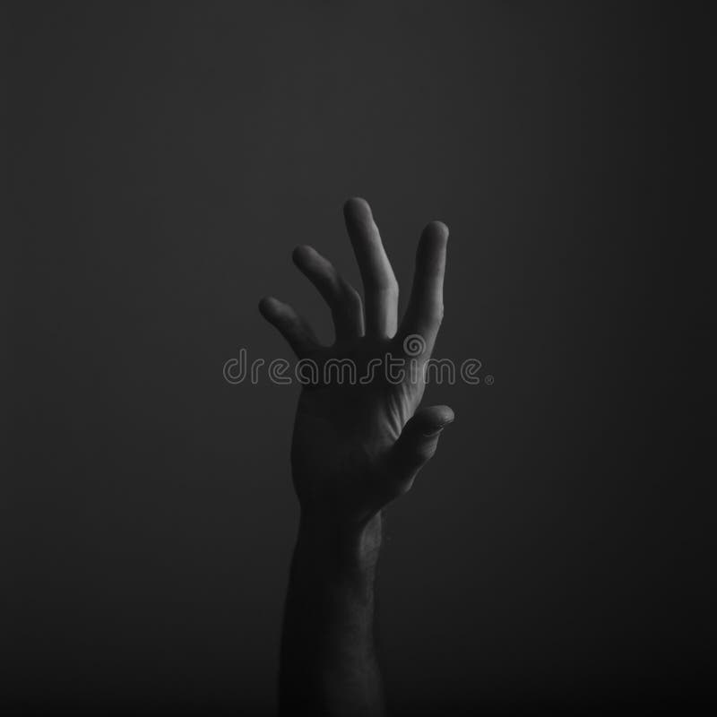 Male Open Hand Gesture on a Dark Background Stock Photo - Image of ...