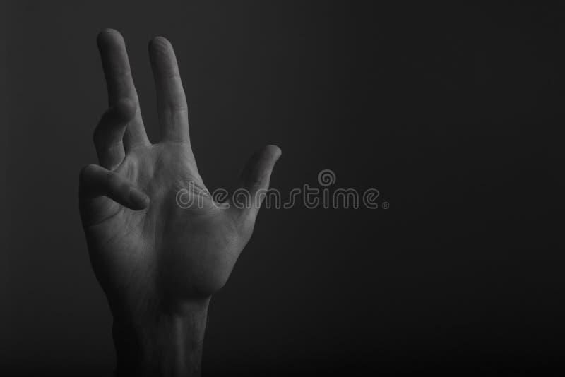 Male Open Hand Gesture on a Dark Background Stock Photo - Image of hope ...