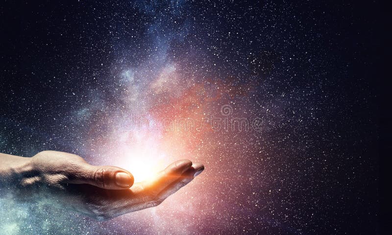 Magic light in palm stock image. Image of magical, hand - 99185847