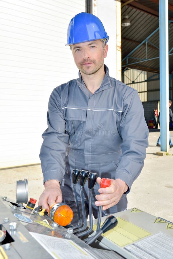 Male Operator with Factory Machine Stock Photo - Image of teamplay ...