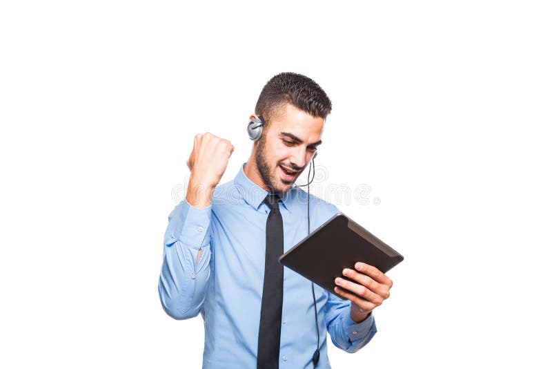 Male Operator in Formal Wear with a Tablet Stock Image - Image of ...