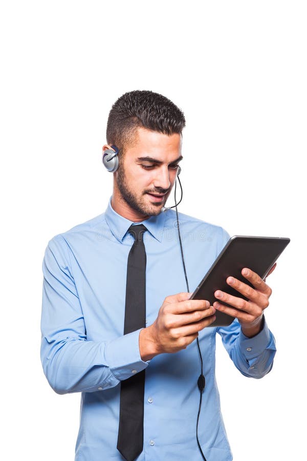 Male Operator in Formal Wear with a Tablet Stock Image - Image of ...