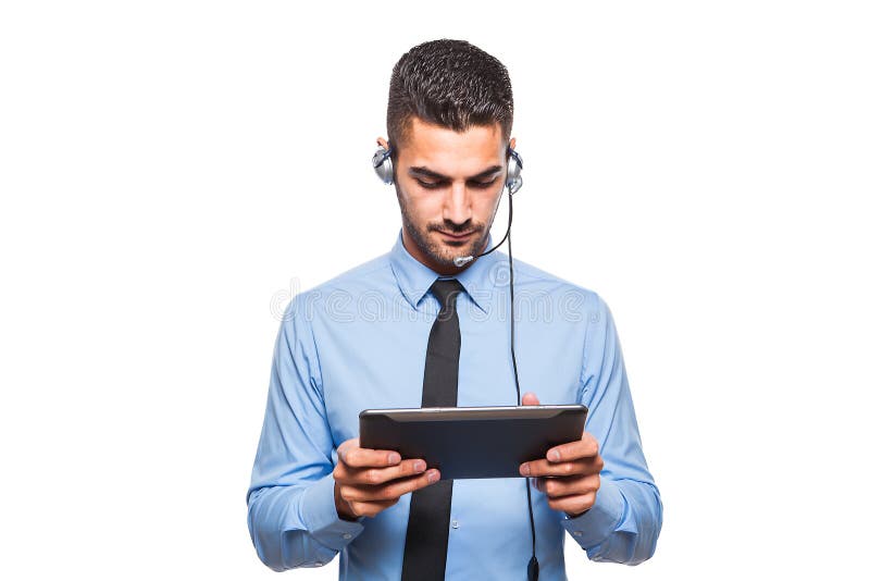 Male Operator in Formal Wear with a Tablet Stock Photo - Image of ...
