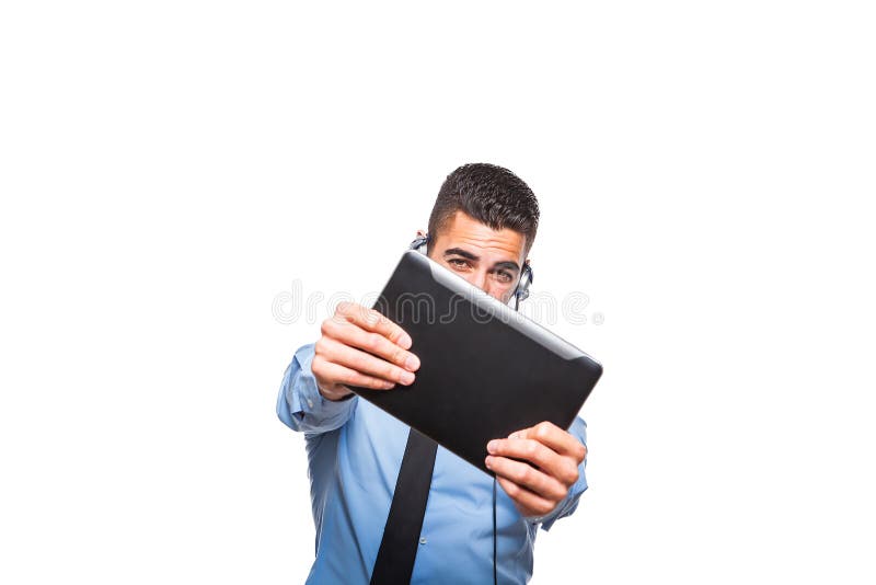 Male Operator in Formal Wear with a Tablet Stock Image - Image of ...