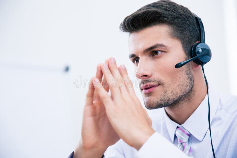 Male operator with headset stock image. Image of headphones - 55561695