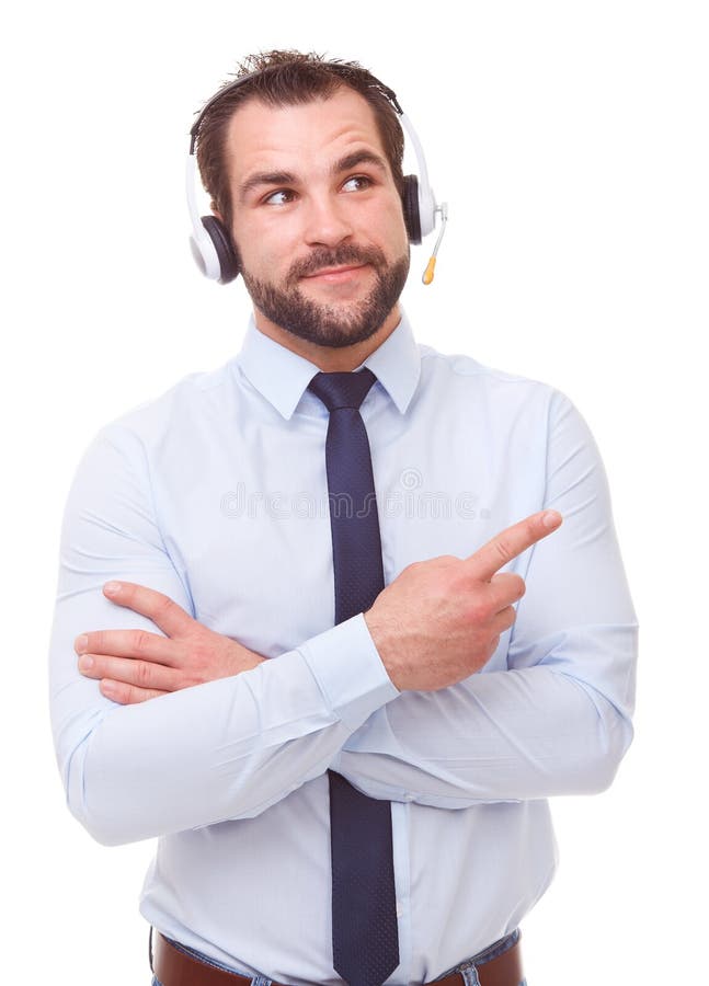 Male Operator Showing Empty Copyspace Stock Photos - Free & Royalty ...