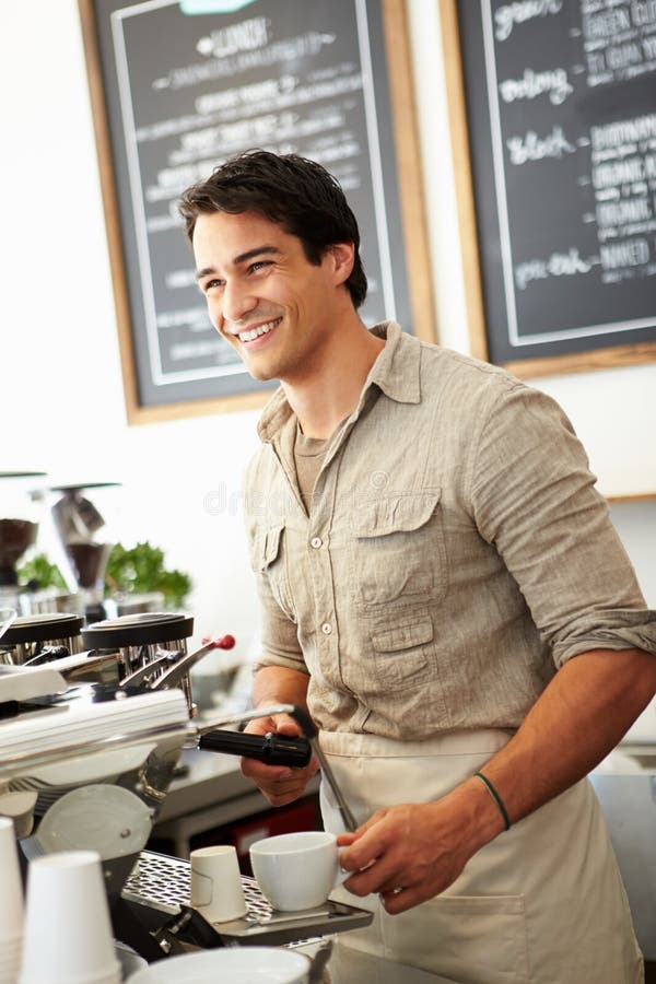 Male Owner of Coffee Shop stock image. Image of race - 36599603