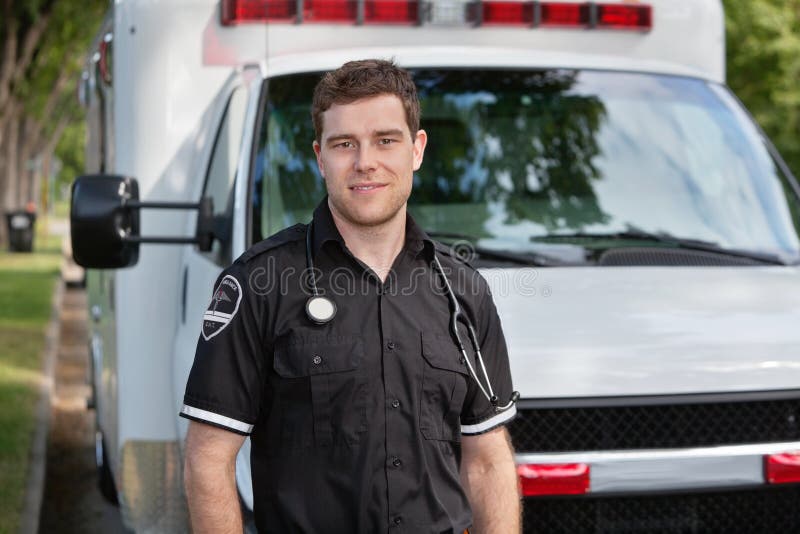 Male Paramedic Portrait stock photo. Image of respond - 21445488
