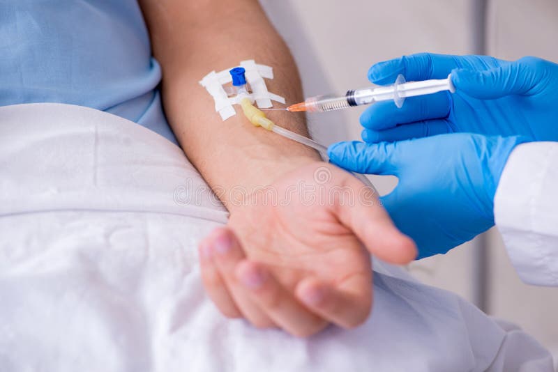 Male Patient in Blood Transfusion Concept Stock Image - Image of care ...