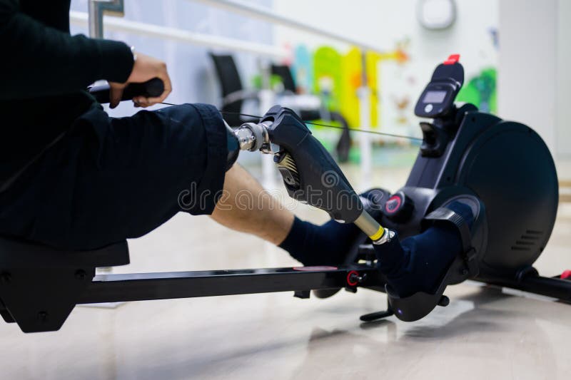 Male Patient with Physical Disability Doing Exercise Routine Indoor ...