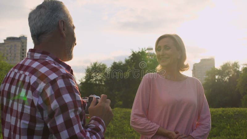 Happy Senior Couple Talking Laughing Together Secure Old Age