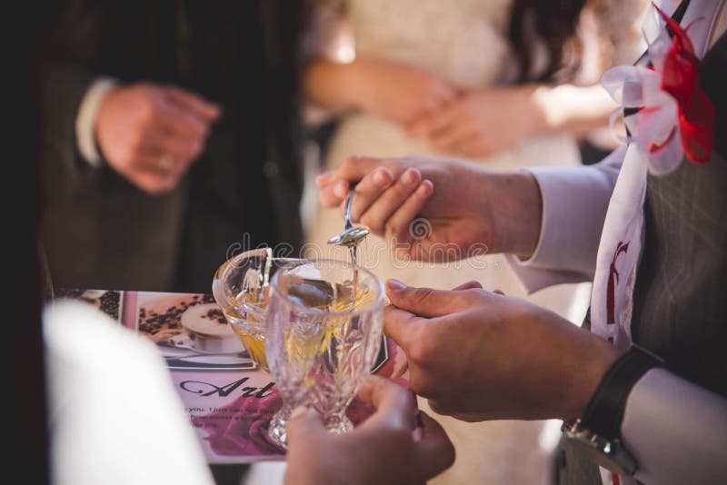 Male Person Tasting Honey from a Tray Stock Image - Image of groom ...